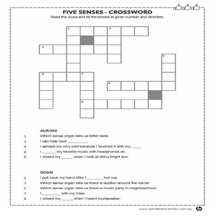 Worksheets For Grade 1 English Printable Crossword Puzzles Bingo