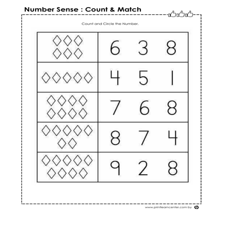 Number Sense Worksheet Free Math Worksheet For Kindergarten Number