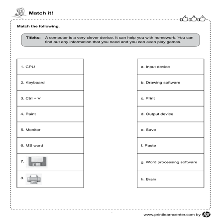 Computer Subject Worksheet For Grade 3