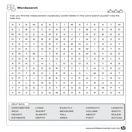 Measurement Word Search Worksheets John's Word Search Puzzles: Cooking