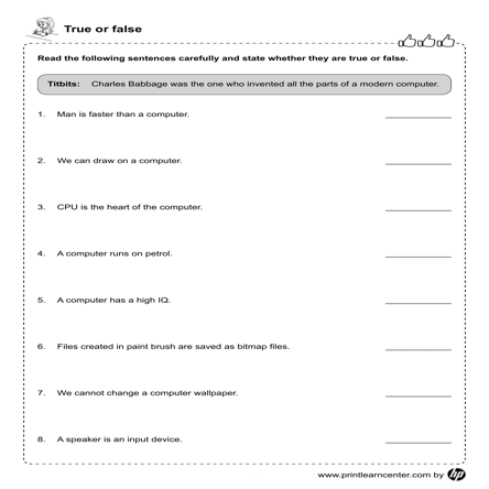 Grade 3 Computer Worksheets Pdf CBSE Class 3 Computer Know Your