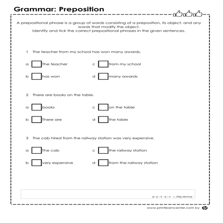 Identify Correct Prepositions Singular And Plural Nouns