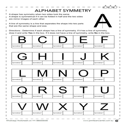 Alphabet Symmetry Worksheet Symmetry Worksheet | Printable Symmetry