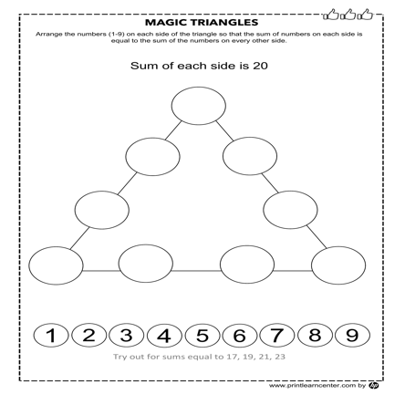 Magic Triangles Worksheet