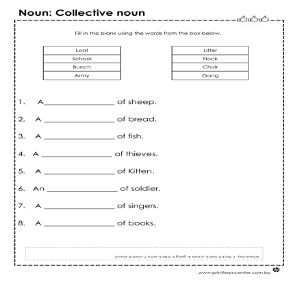 Grammar Worksheets For Grade 3 Nouns