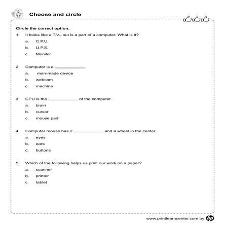 Computer Worksheets For Class 10 Computers Worksheets For Class 1