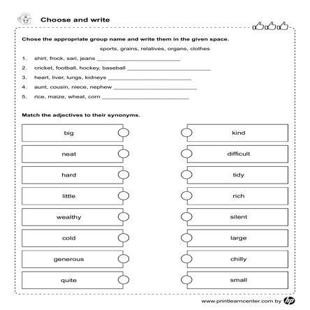 4th Grade Vocabulary Words Worksheets